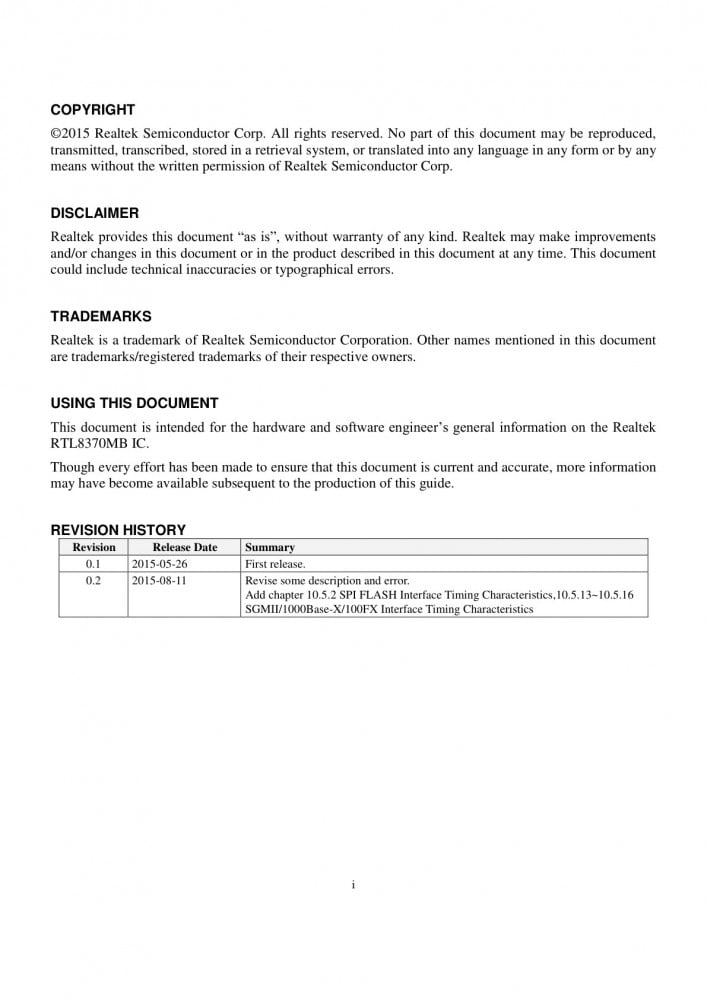 RTL8370MB document page 2