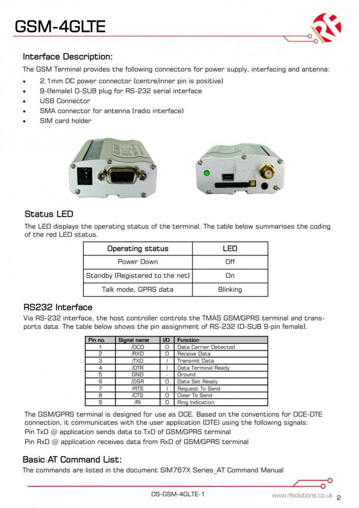 GSM-4GLTE product document page 2
