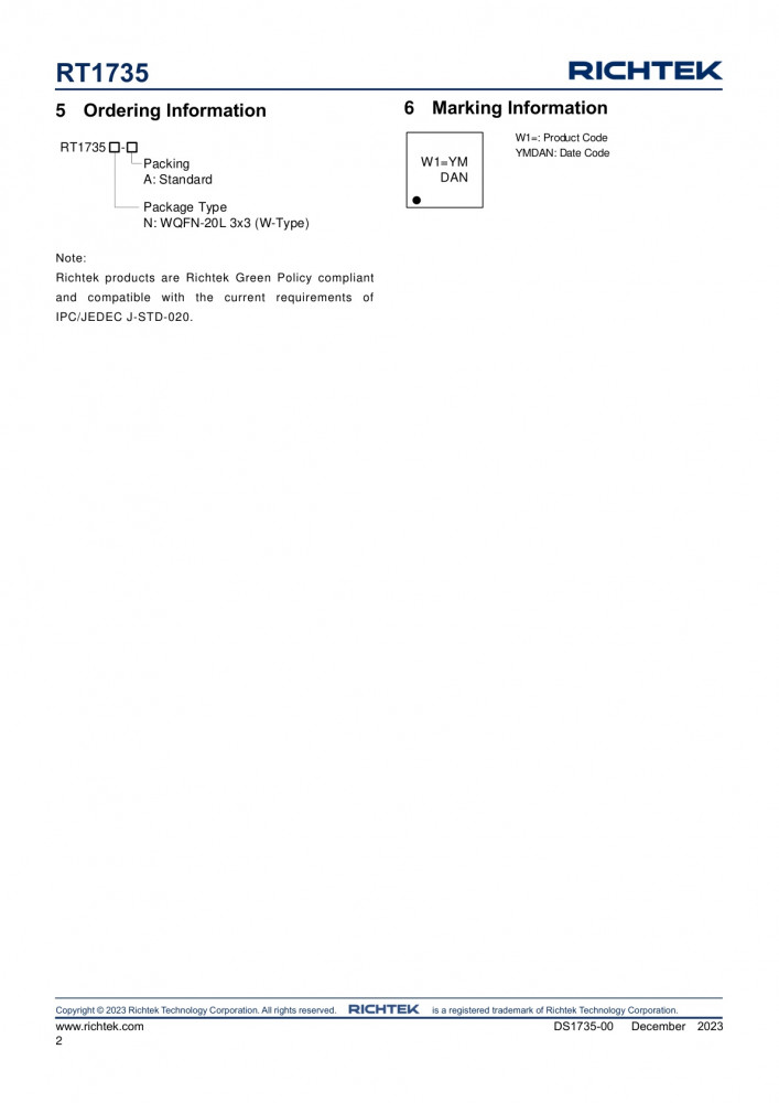 RT1735 datasheet page 2