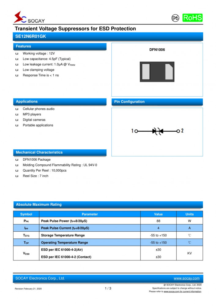SE12N6R01GK datasheet page 1