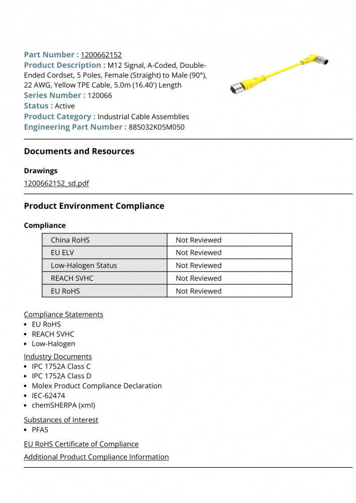 Molex product document page 1