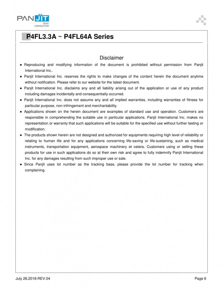 PANJIT P4FL series datasheet page 6