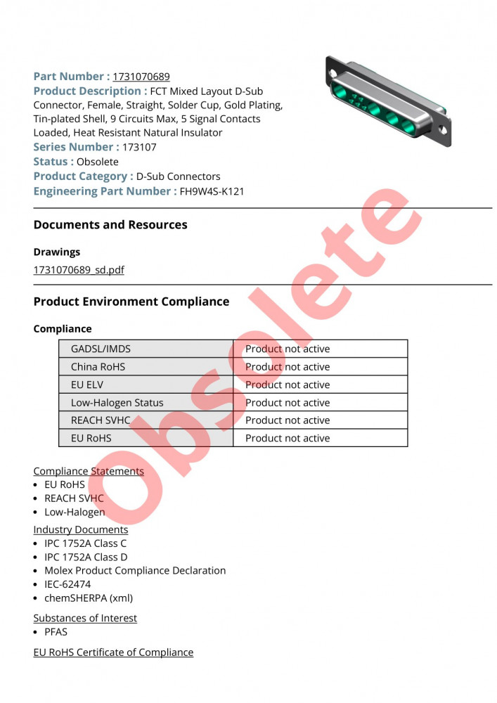 MOLEX 1731070689 drawing page 1