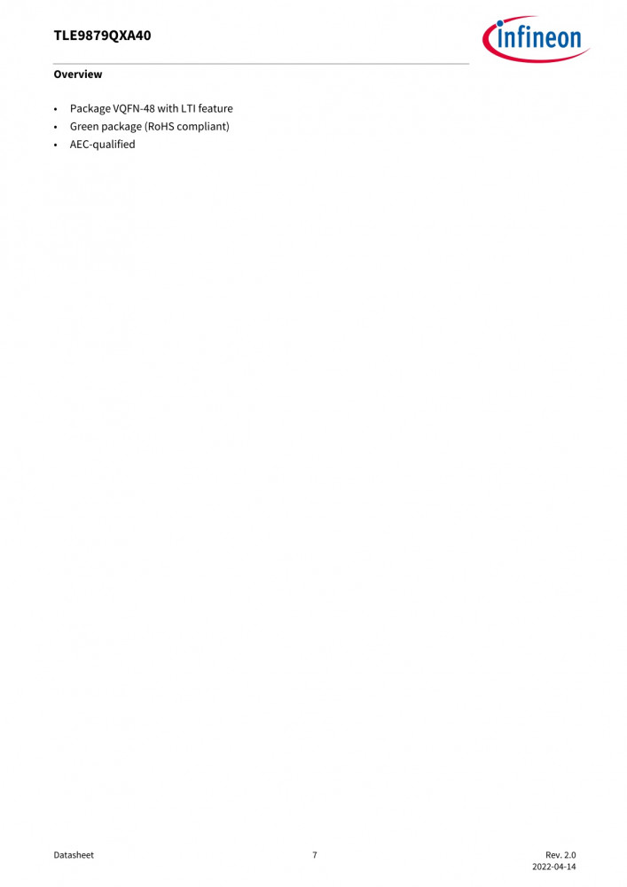 TLE9879QXA40 technical document page 7