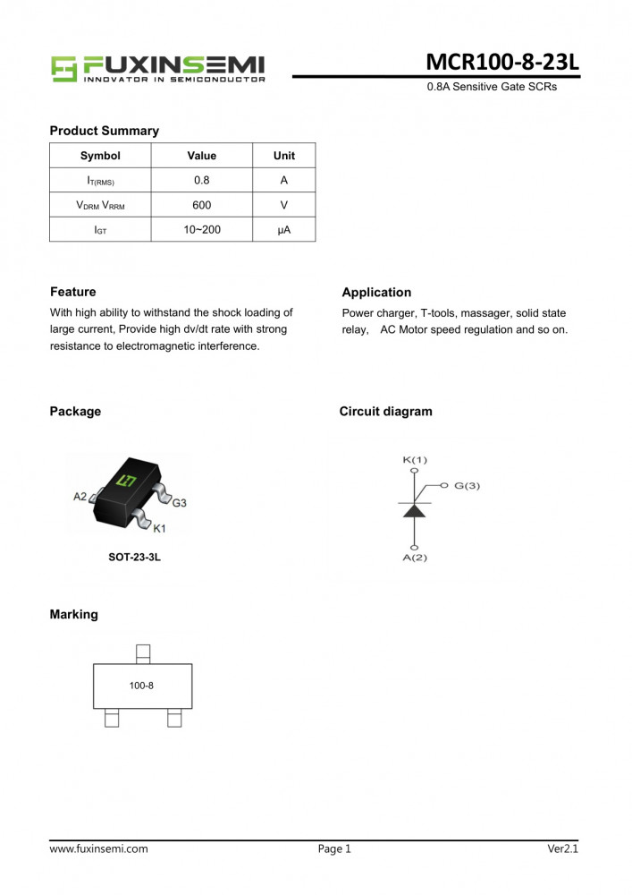 MCR100-8-23L datasheet page 1