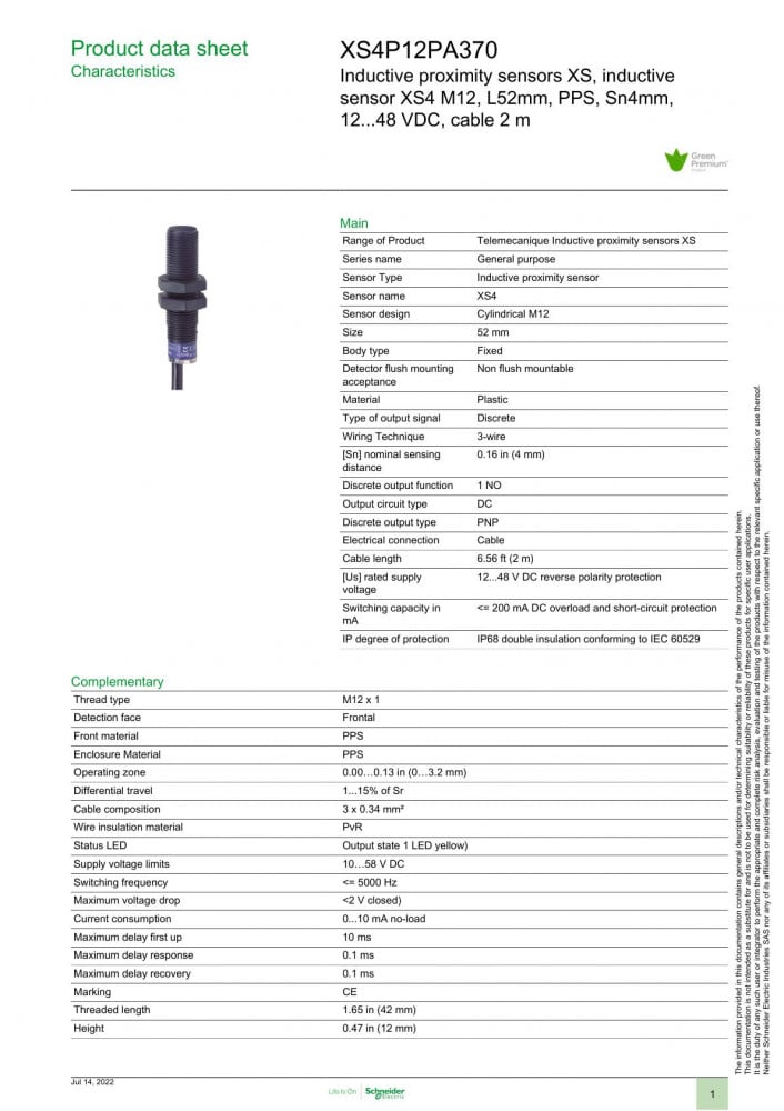 XS4P12PA370 technical document page 1