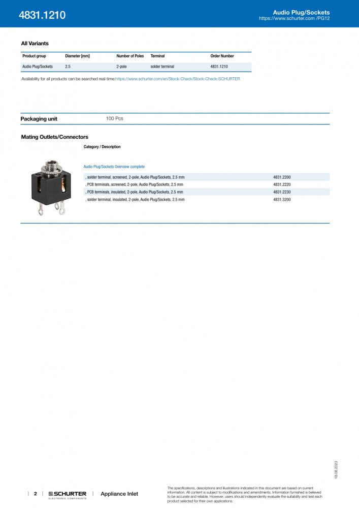 SCHURTER 4831.1210 technical document page 2