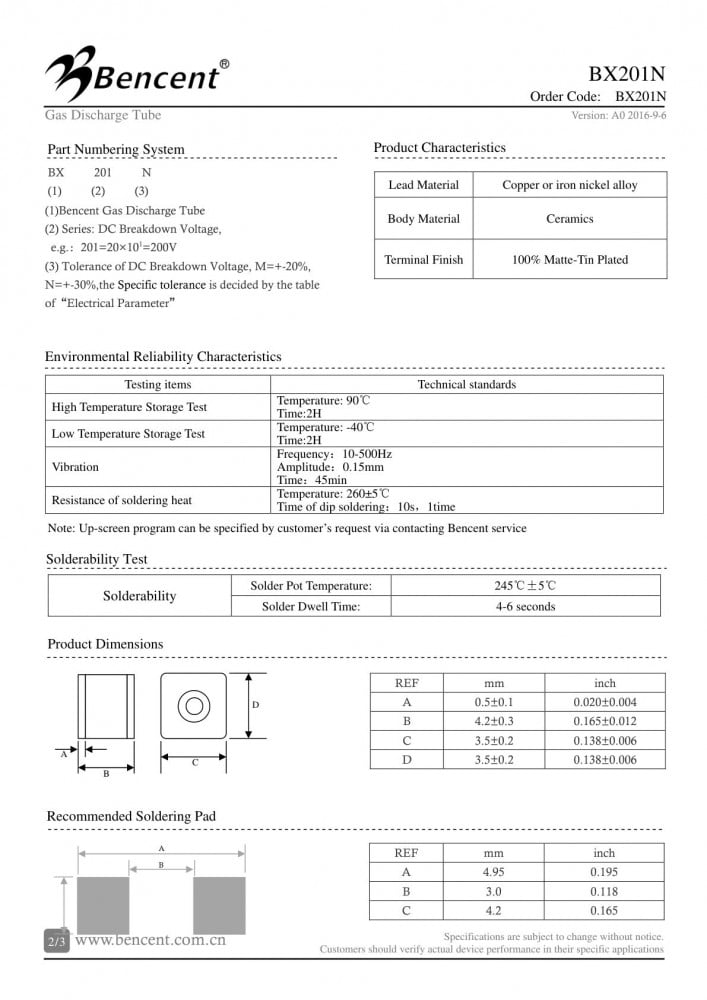 BX201N datasheet page 2
