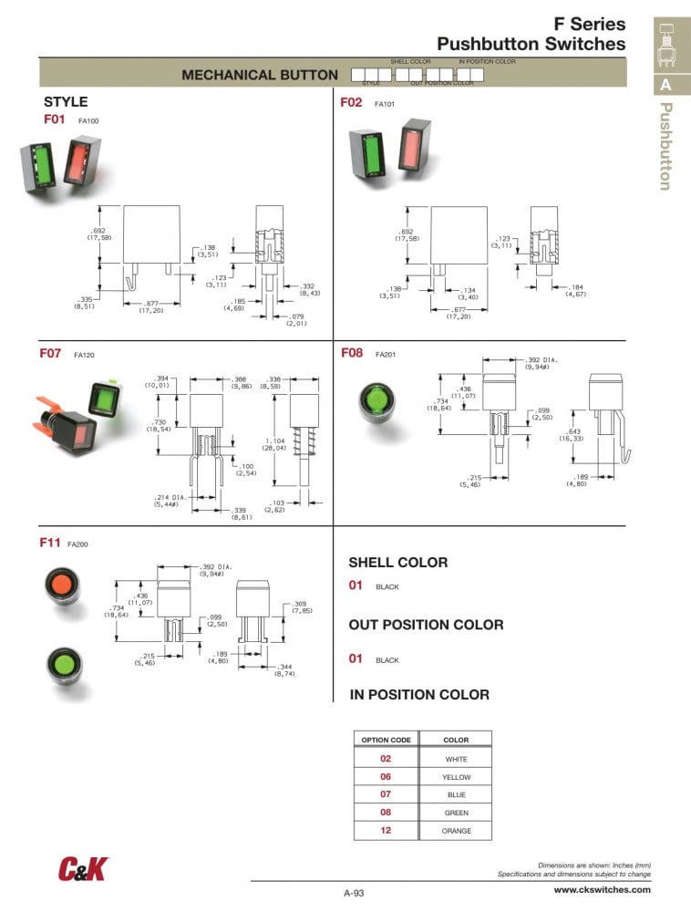 C&K F Series datasheet page 7