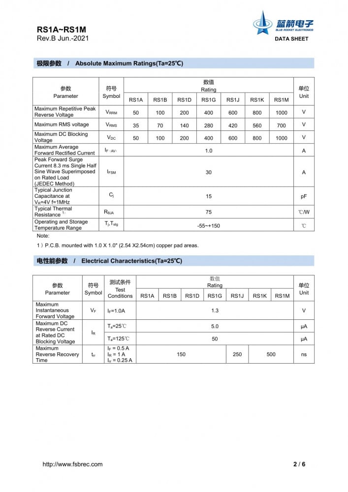 RS1M datasheet page 2