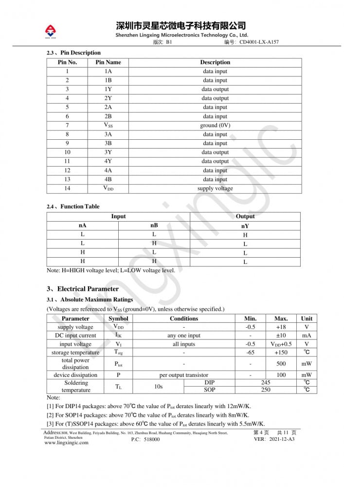 CD4001BE(LX) datasheet page 4