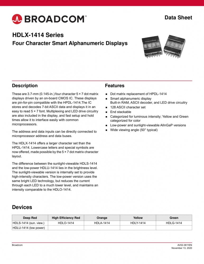 HDLG-1414 datasheet page 1