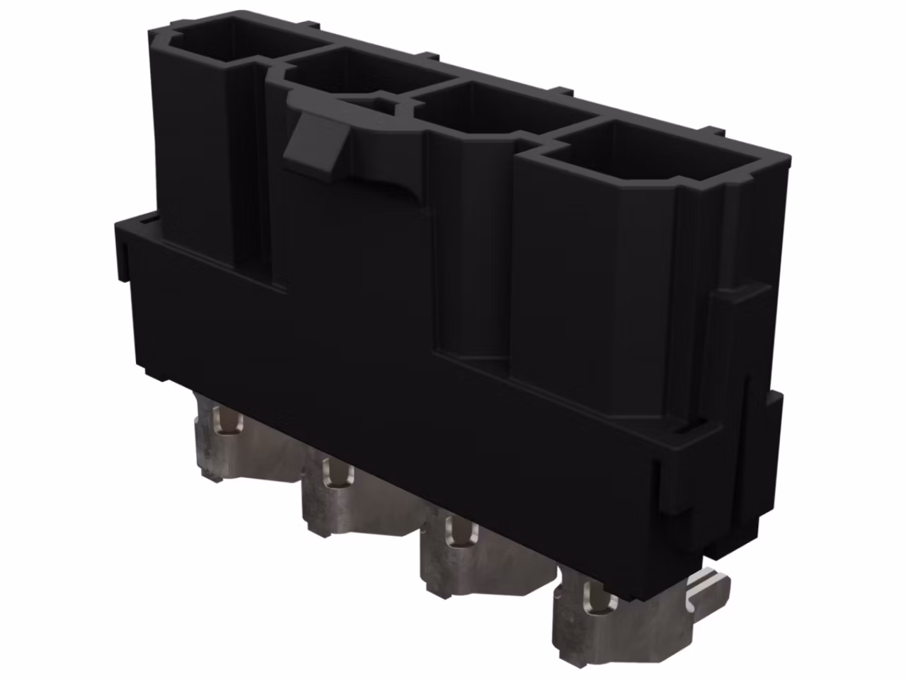 Mini-Fit Sr. Right-Angle Header, 10.00mm Pitch, Single Row, 4 Circuits, 3.50mm Tail Length, for 1.57mm PCB, Tin (Sn) Plating, without Clip, USE NYE LUBE ON MATING SURFACES for sale