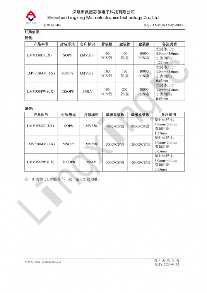 LMV358DR(LX) datasheet page 4