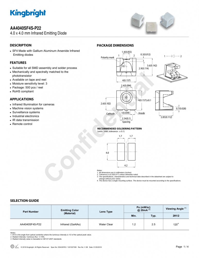 AA4040SF4S-P22 datasheet page 1