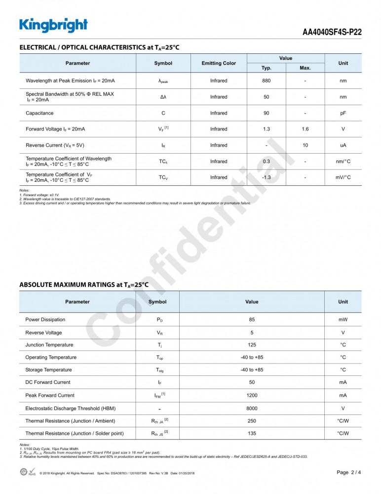 AA4040SF4S-P22 datasheet page 2