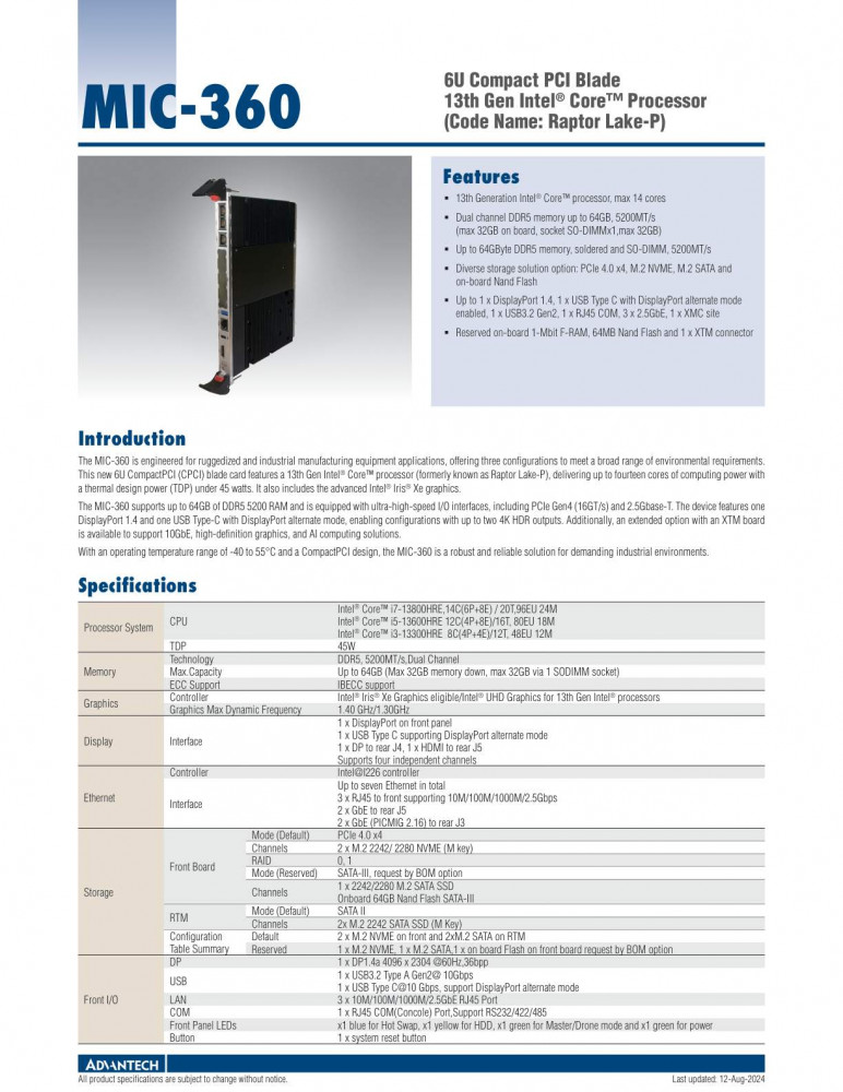 MIC-360 technical document page 1