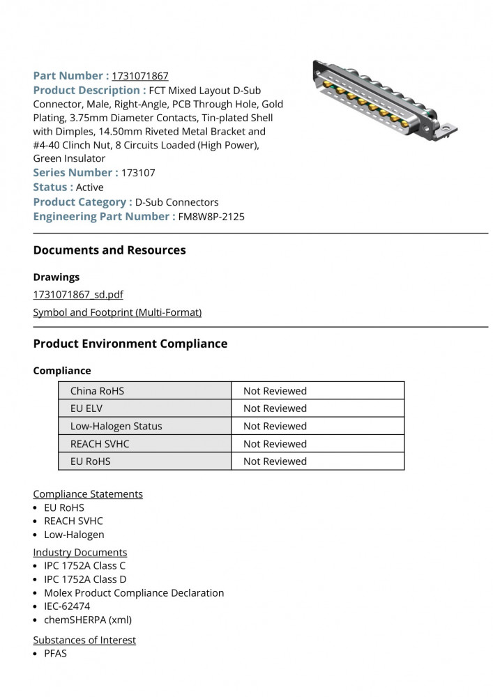 MOLEX 1731071867 product drawing page 1