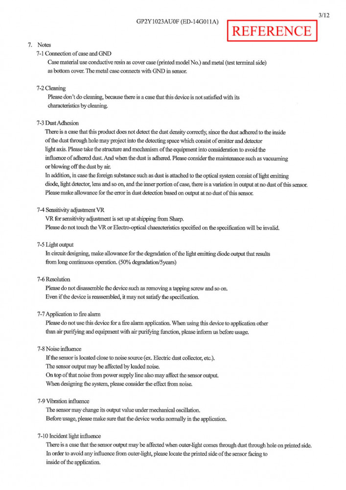 GP2Y1023AU0F specification page 4