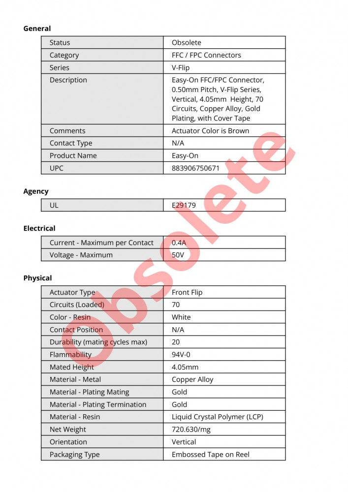 Technical document image 2 for MOLEX 5019517020