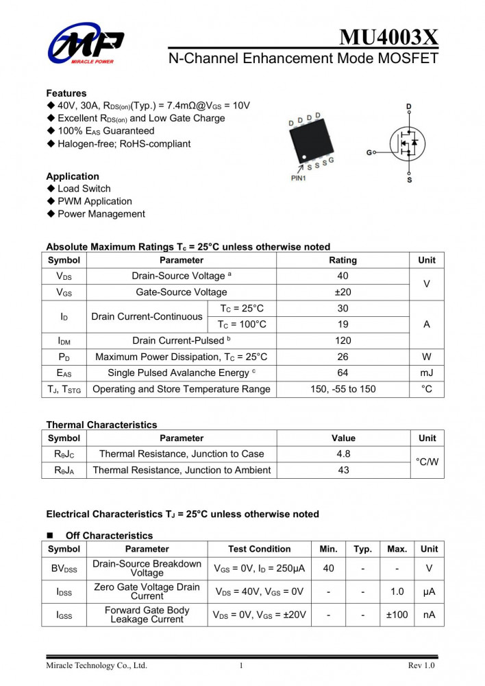 MU4003X datasheet page 1