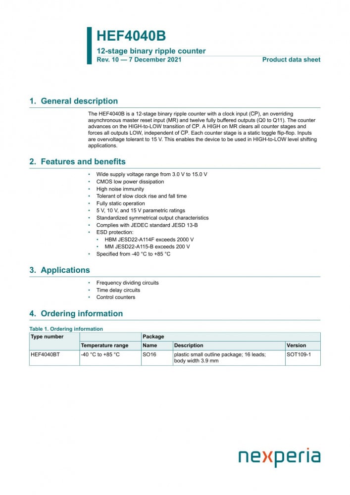 HEF4040BT,653 datasheet page 1