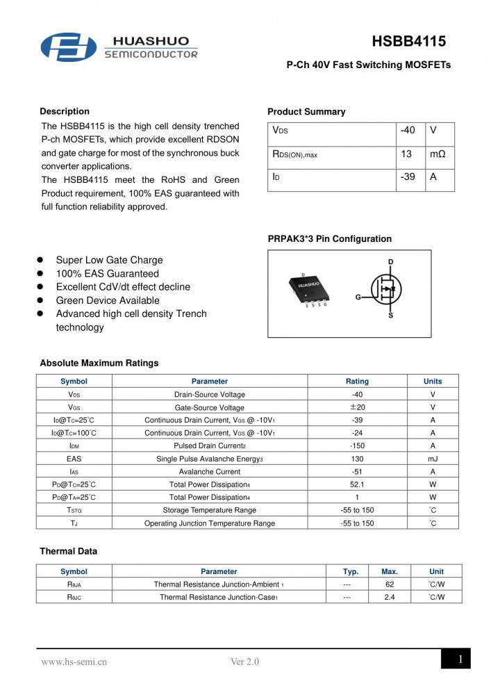 HSBB4115 datasheet page 1