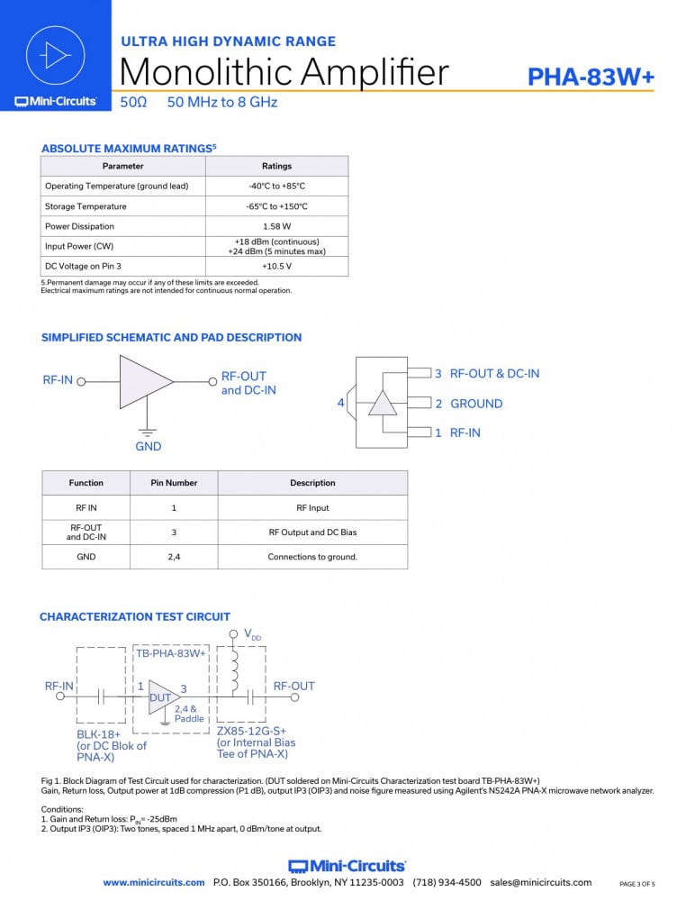 PHA-83W+ datasheet page 3