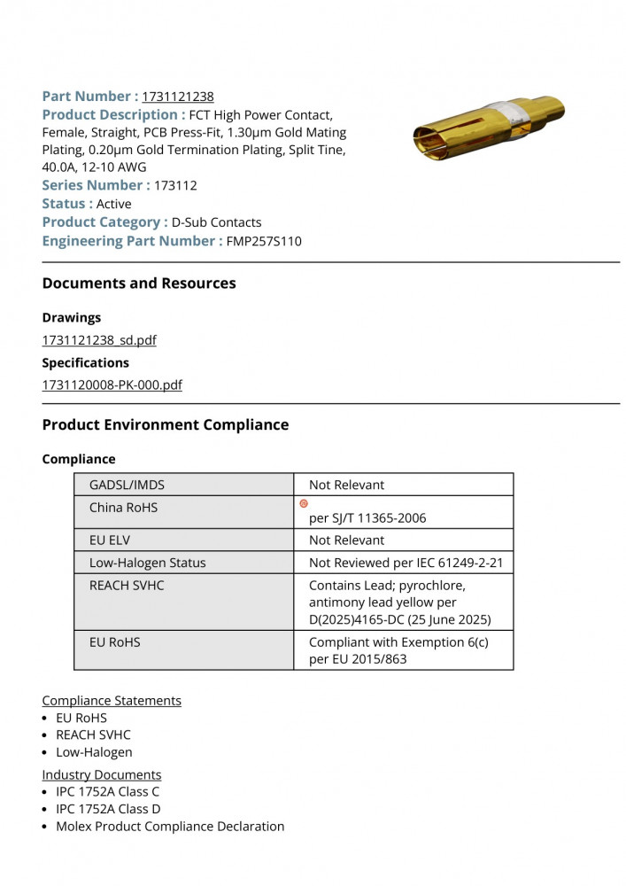 MOLEX 1731121238 technical document image 1