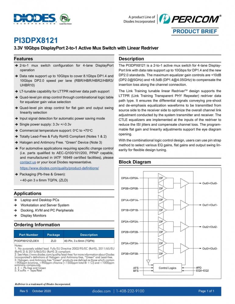 PI3DPX8121 technical document preview