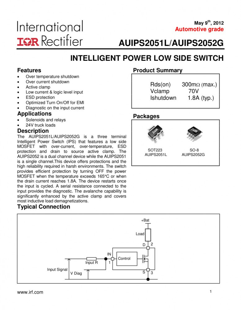 AUIPS2052GTR datasheet page 1