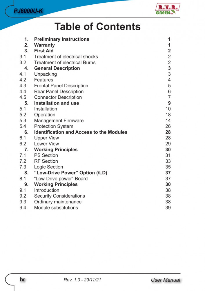 PJ6000U-K documentation page 6