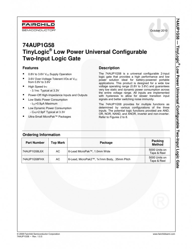 74AUP1G58 datasheet page 2