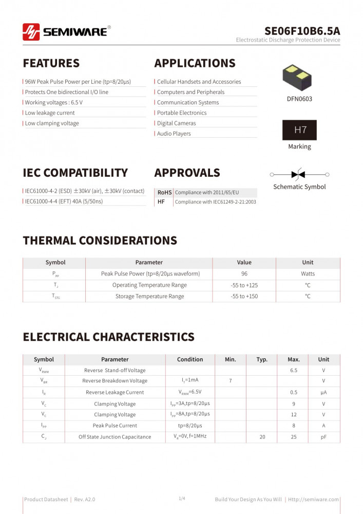SE06F10B6.5A datasheet page 1