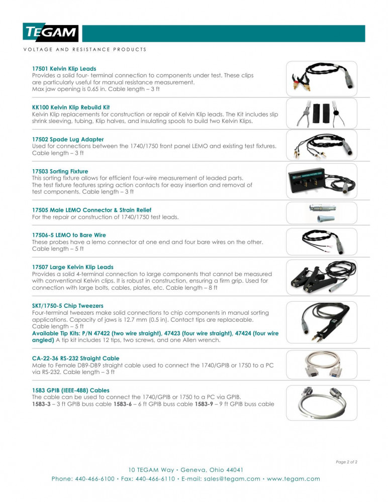 1750 series probe technical document, page 2