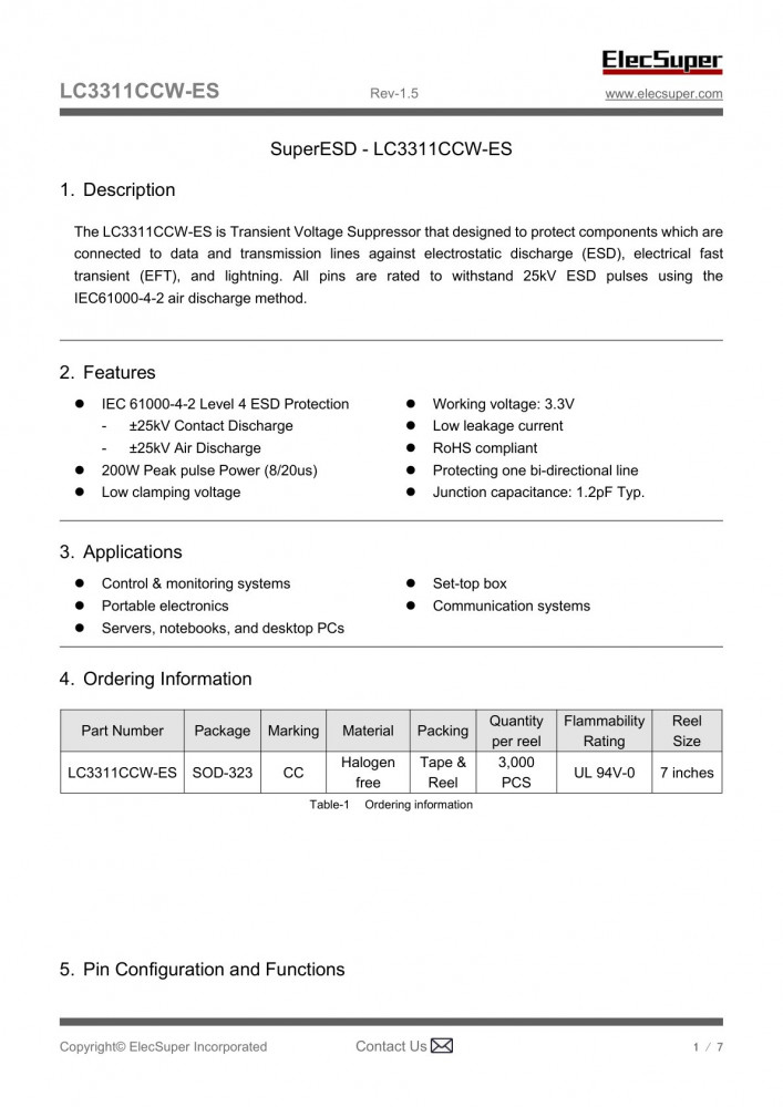 LC3311CCW-ES datasheet page 1