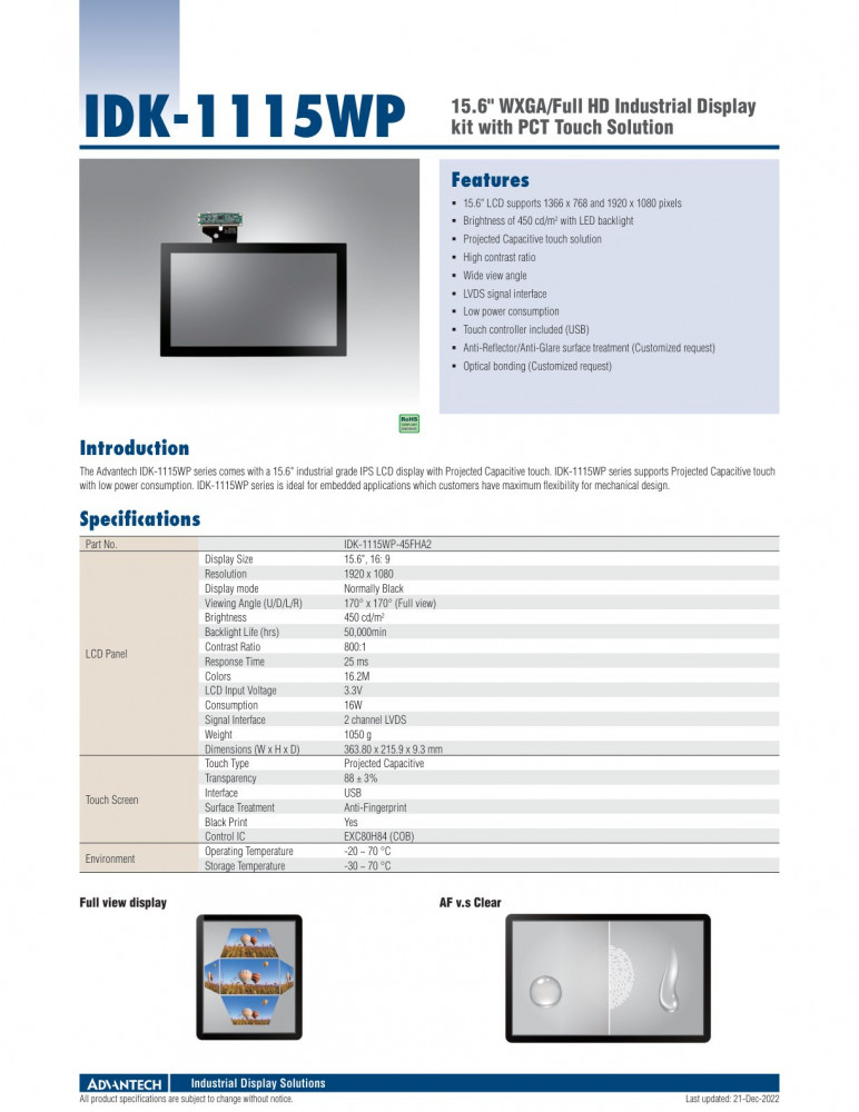 IDK-1115WP-45FHA2 technical document page 1