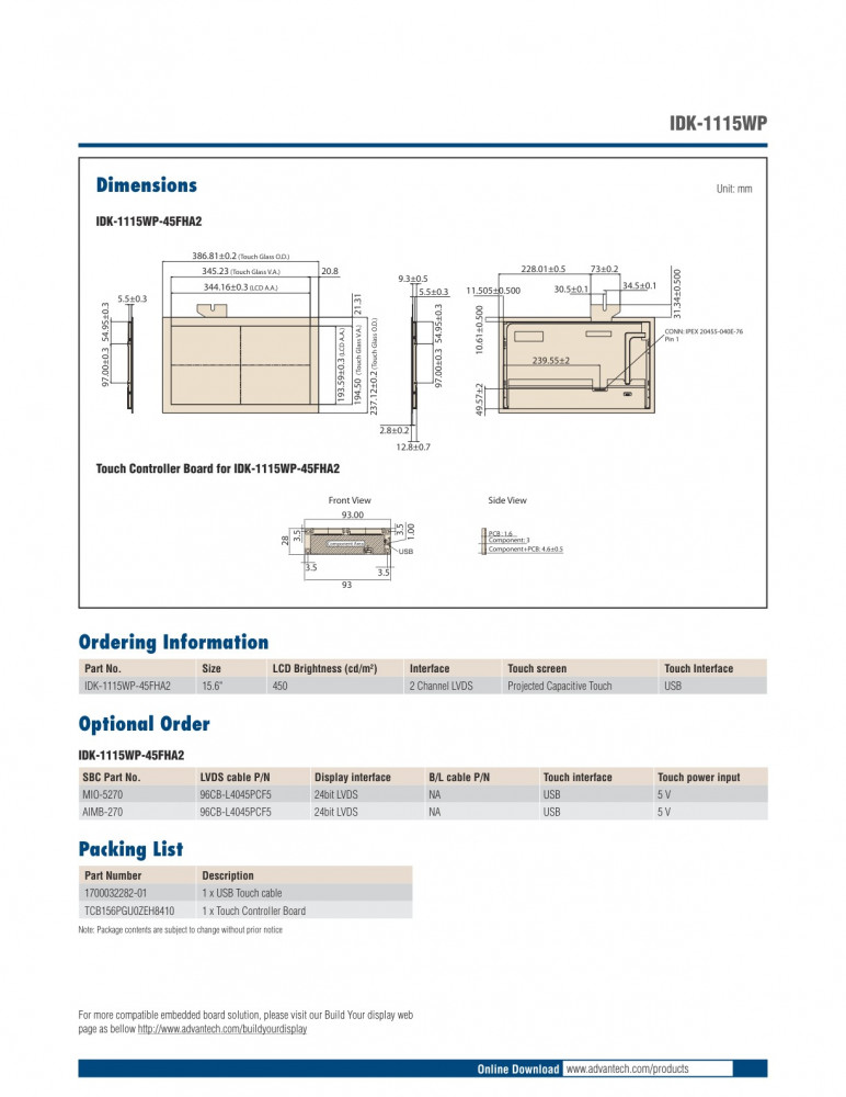 IDK-1115WP-45FHA2 technical document page 2