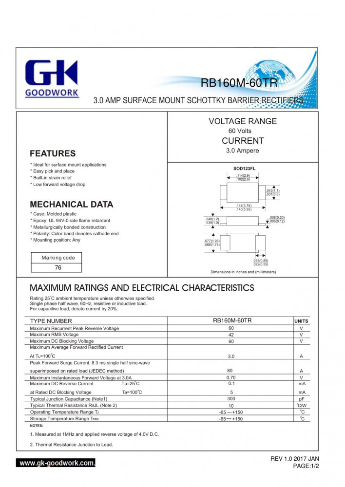 RB160M-60TR-GK datasheet page 1