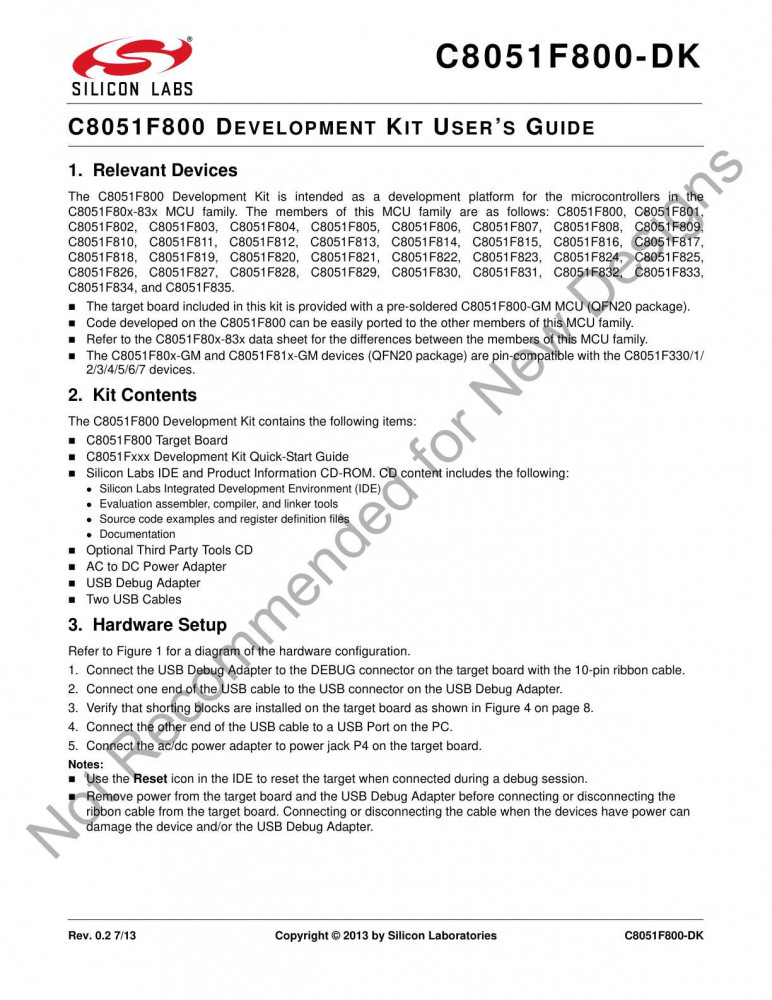 C8051F800 Development Kit User Guide page 1