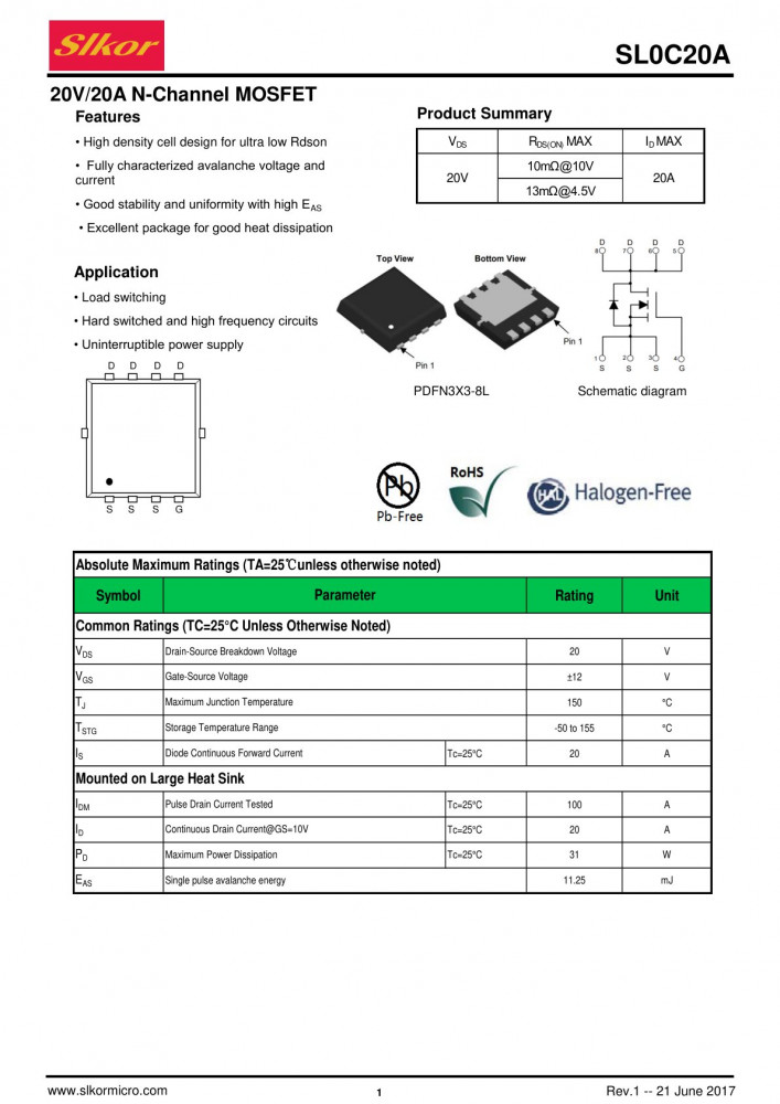SL0C20A datasheet page 1
