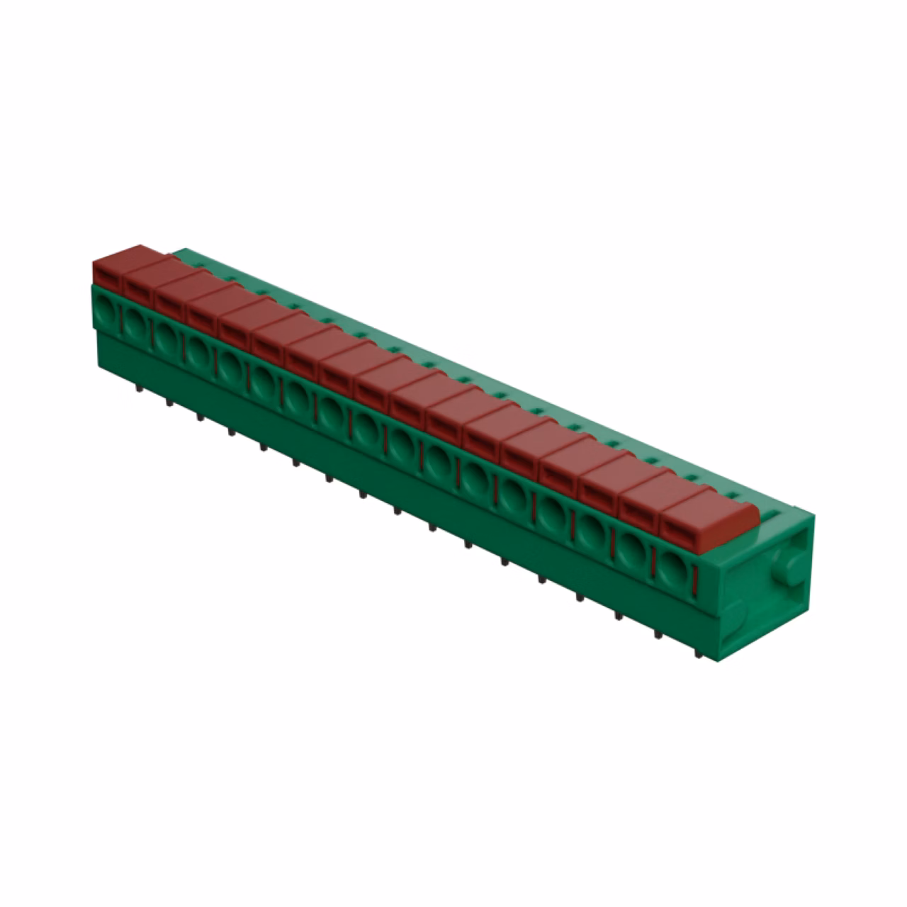 5.00mm Pitch, Eurostyle Fixed-Mount Push-Button Terminal Block, Horizontal, 10A, 22-14 AWG, Green, 17 Circuits for sale