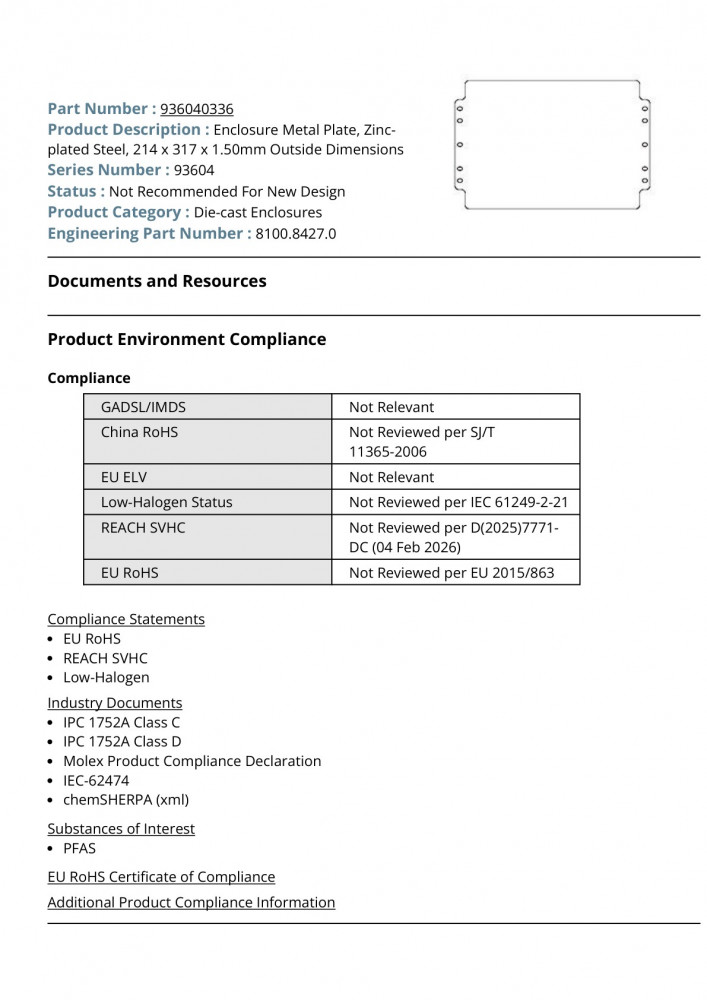 Technical document image 1 for MOLEX 936040336
