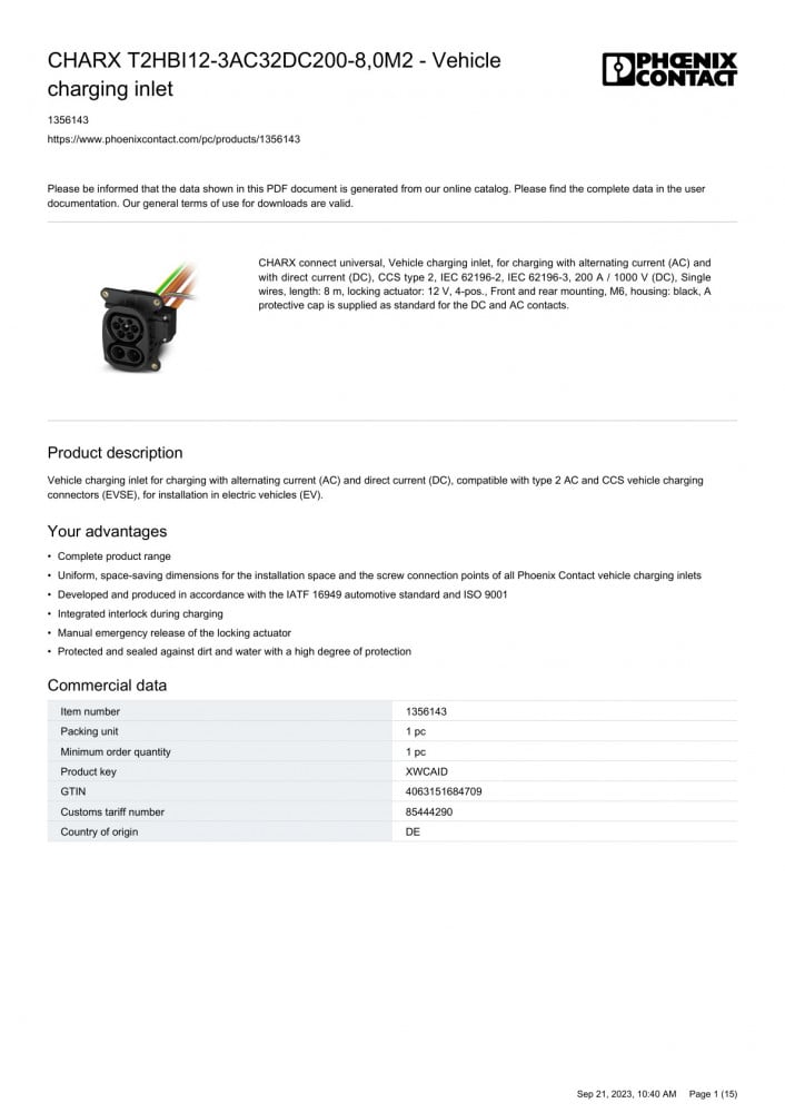 Phoenix Contact 1356143 document page 1
