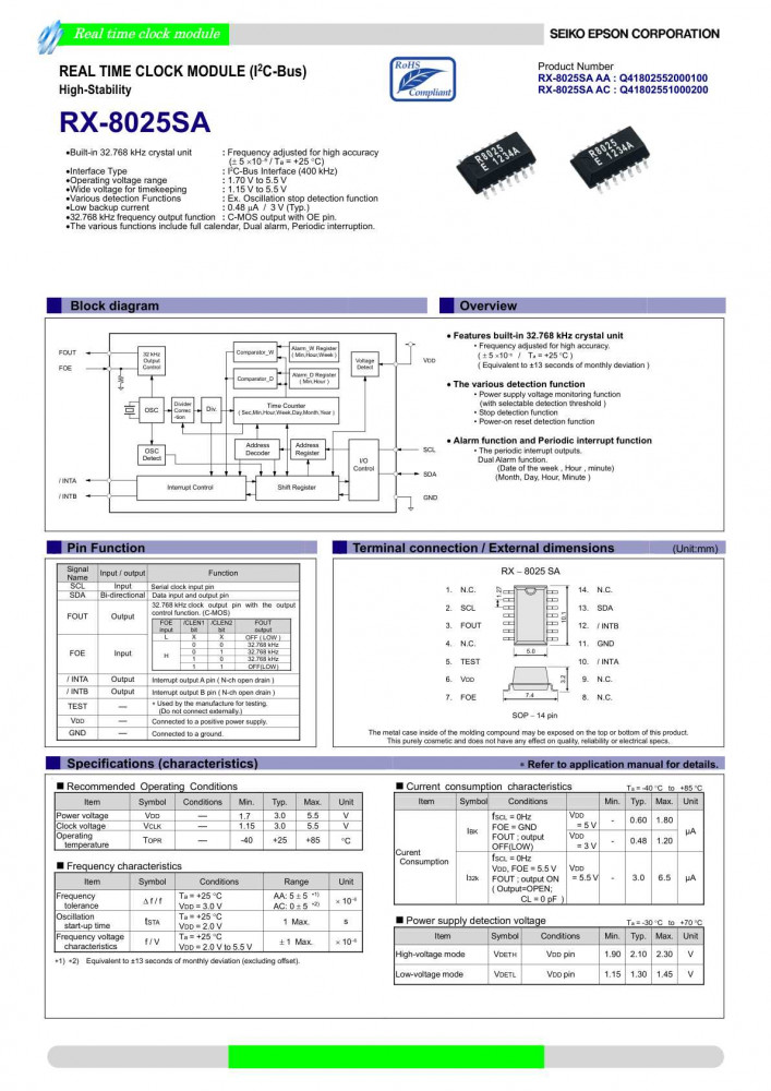 EPSON RX-8025SA technical document page 1
