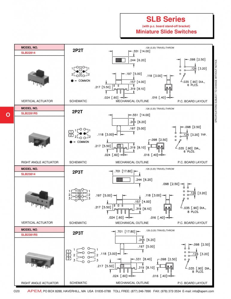 APEM SLB series datasheet page 3