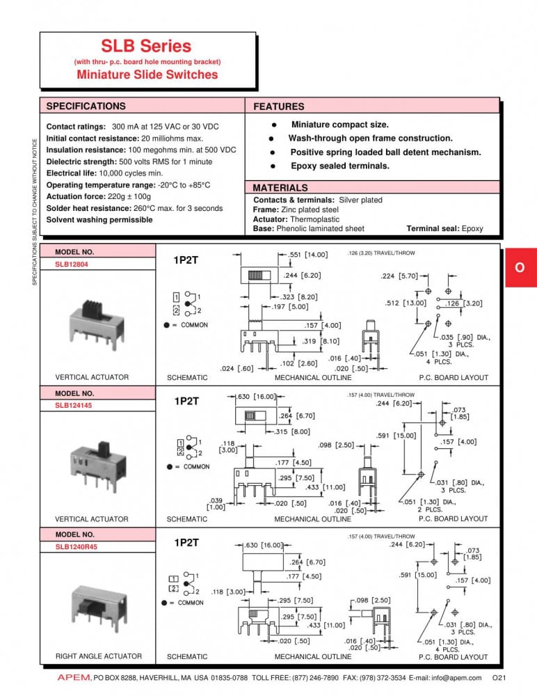 APEM SLB series datasheet page 4
