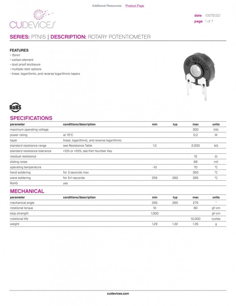 PTN15-C11SB20 datasheet page 1