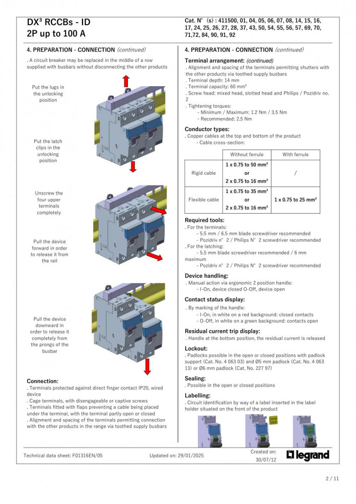 Legrand RCCB technical document page 2