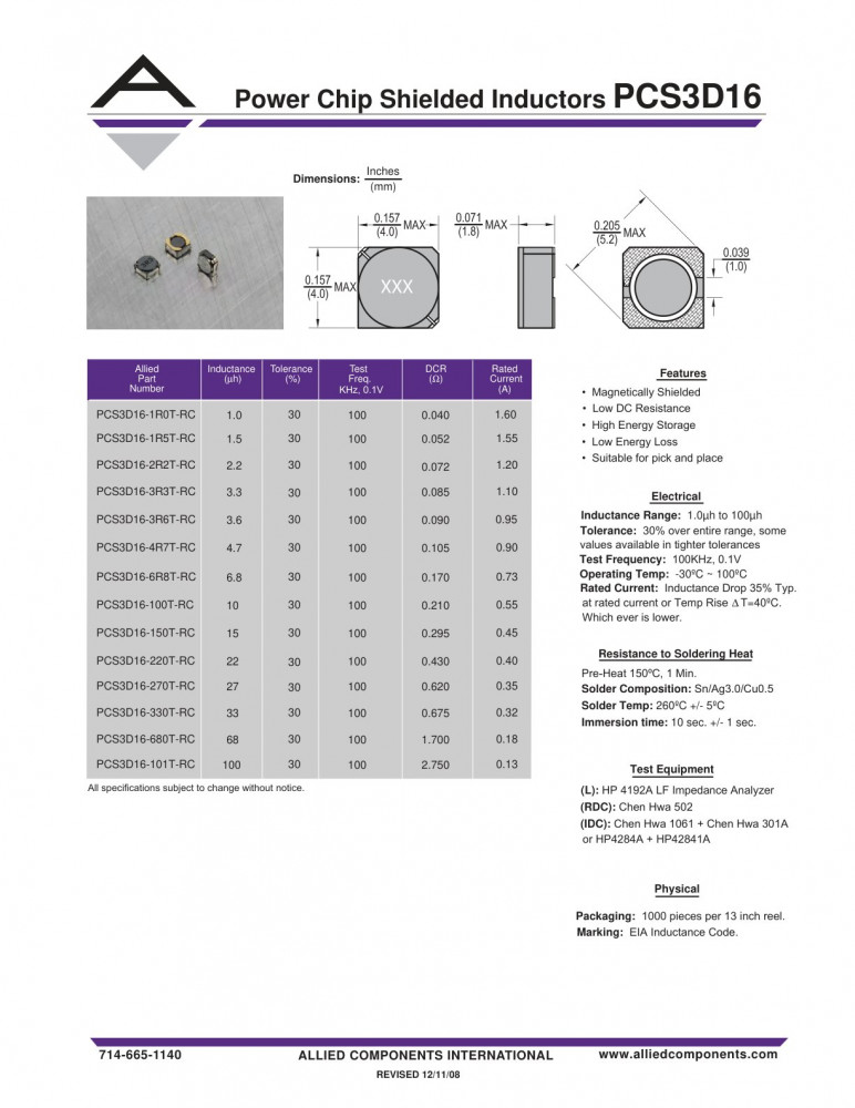 PCS3D16 series technical document preview